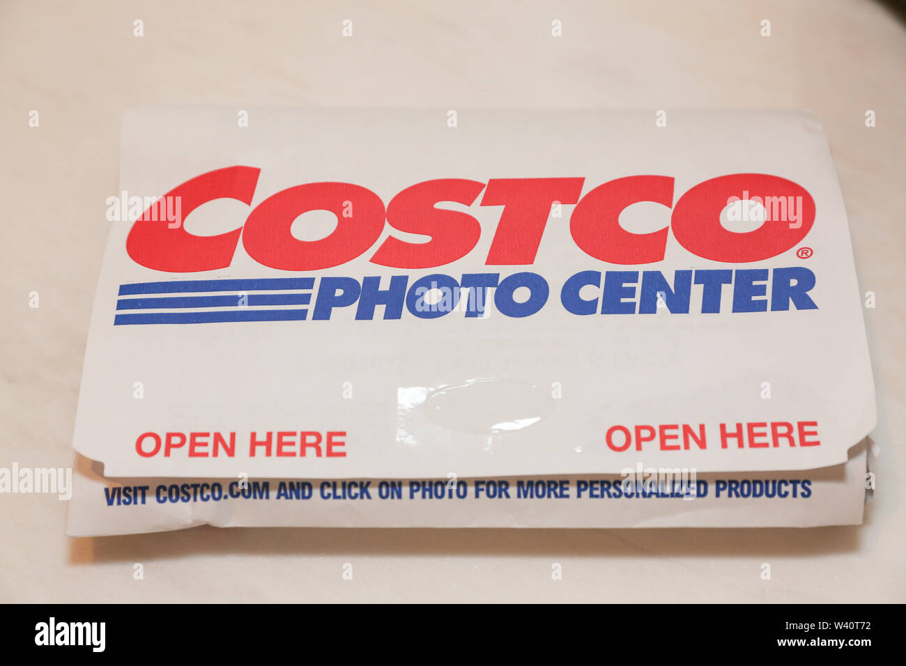 Princeton, NJ, USA. July 6, 2019: Photo Center of Costco package ...