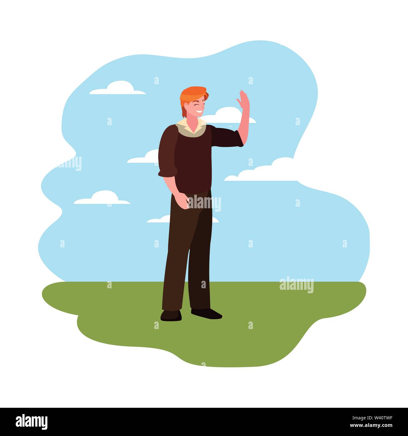 man character standing sky background vector illustration Stock Vector ...