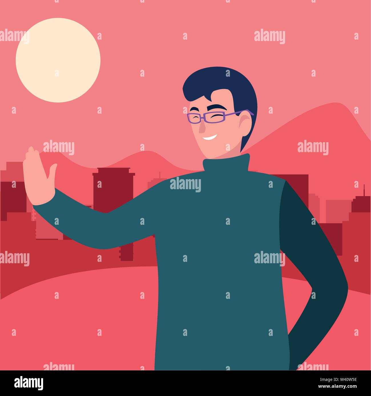 man character portrait city urban background vector illustration Stock ...
