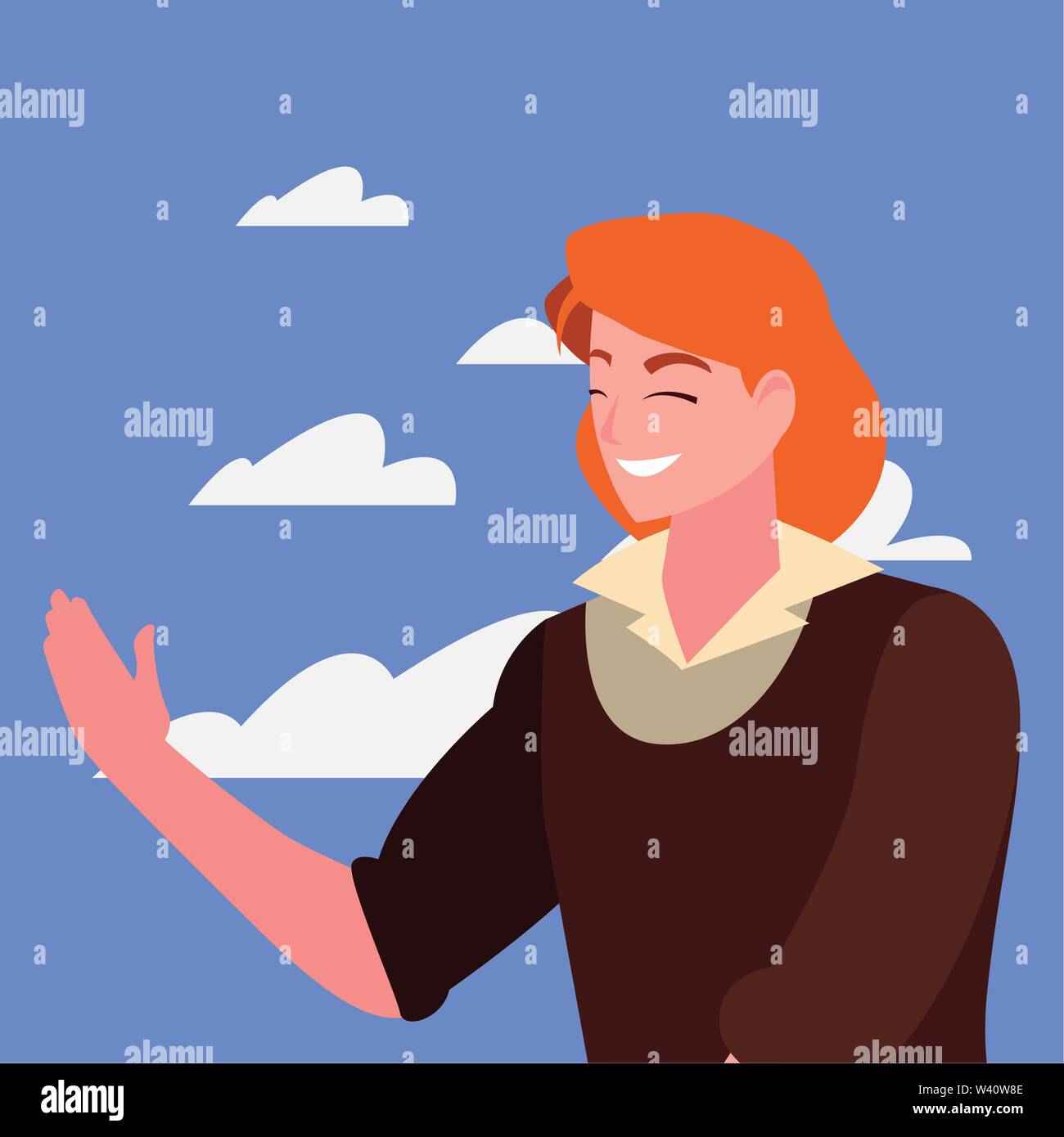 man character portrait sky background vector illustration Stock Vector ...