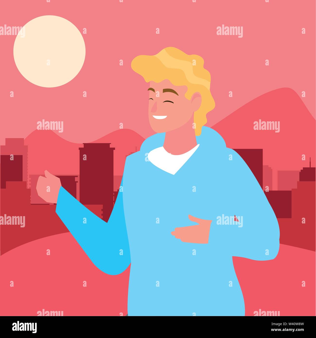 Man Character Portrait City Urban Background Vector Illustration Stock