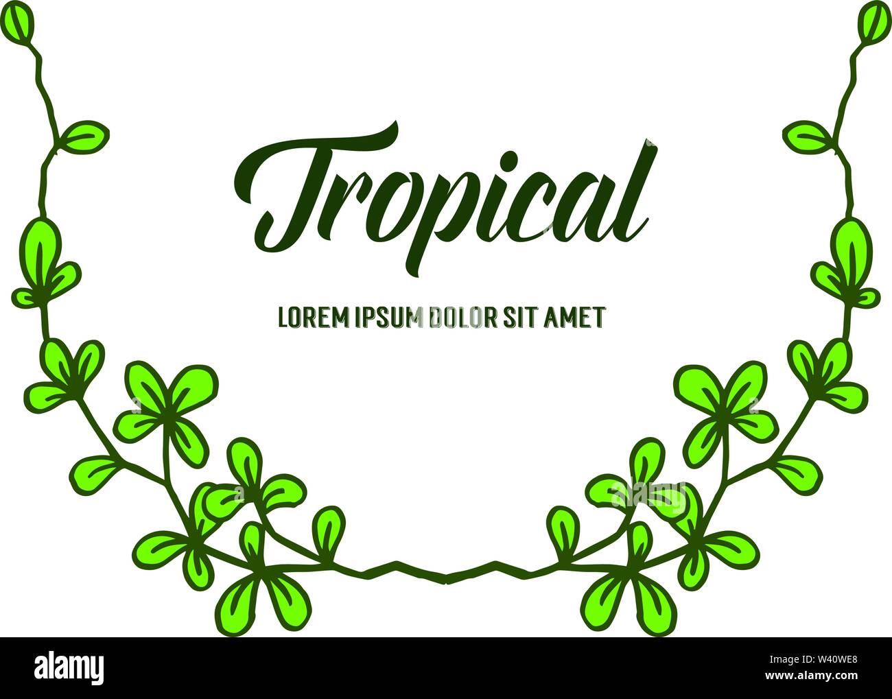 Lettering tropical for various abstract green leaves frame. Vector ...