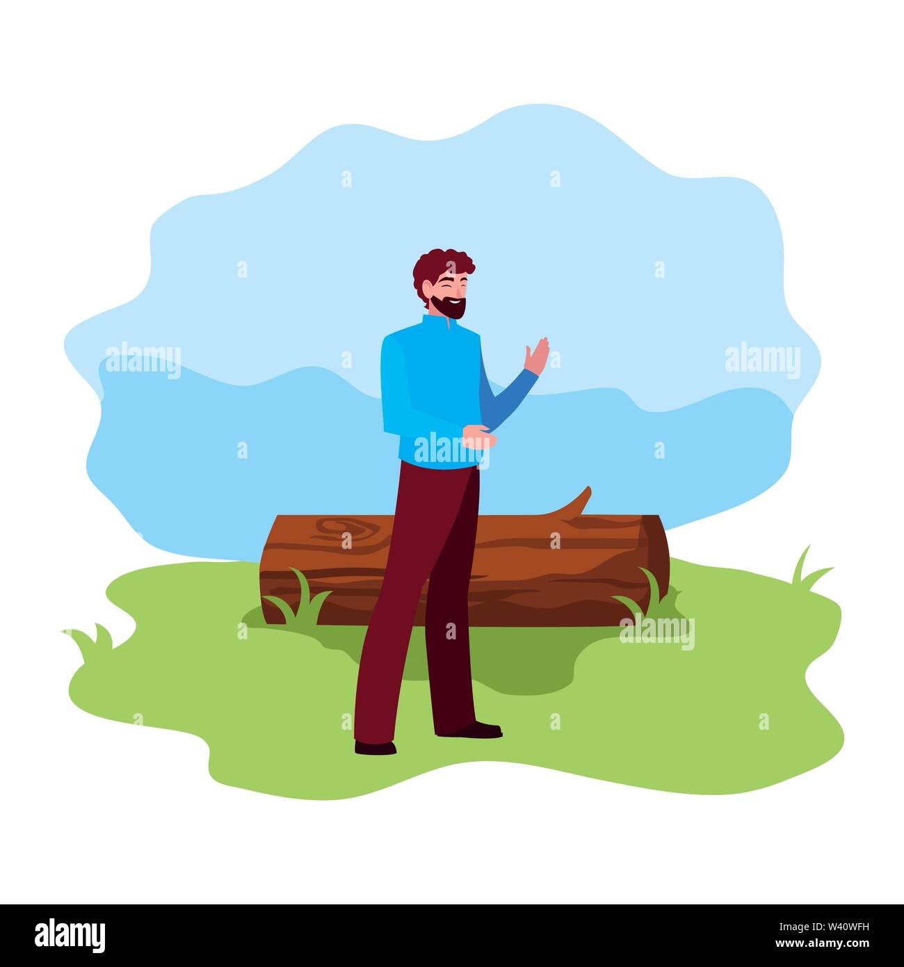 man character with trunk landscape vector illustration Stock Vector ...