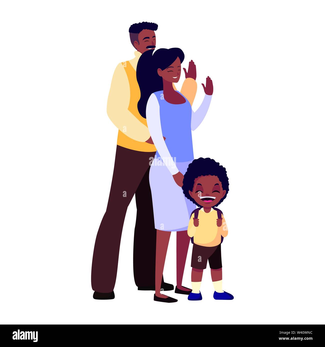 parents with school boy white background vector illustration Stock ...