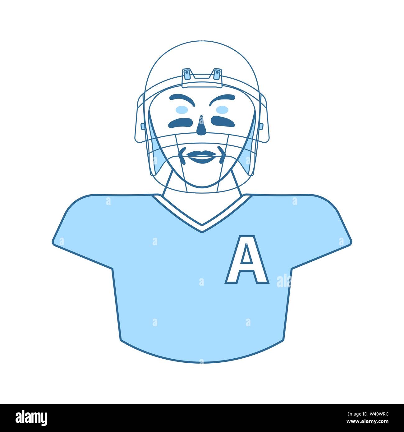 American Football Player Icon. Thin Line With Blue Fill Design. Vector ...