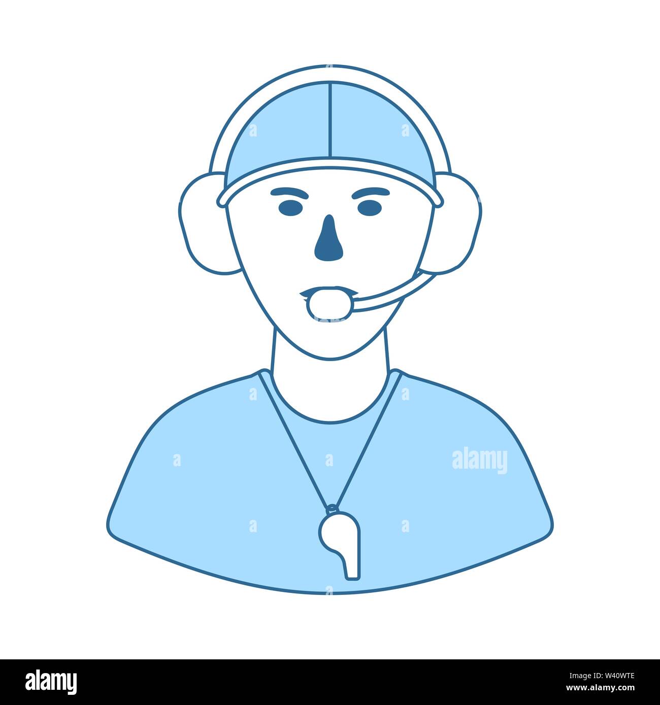 American Football Coach Icon. Thin Line With Blue Fill Design. Vector ...