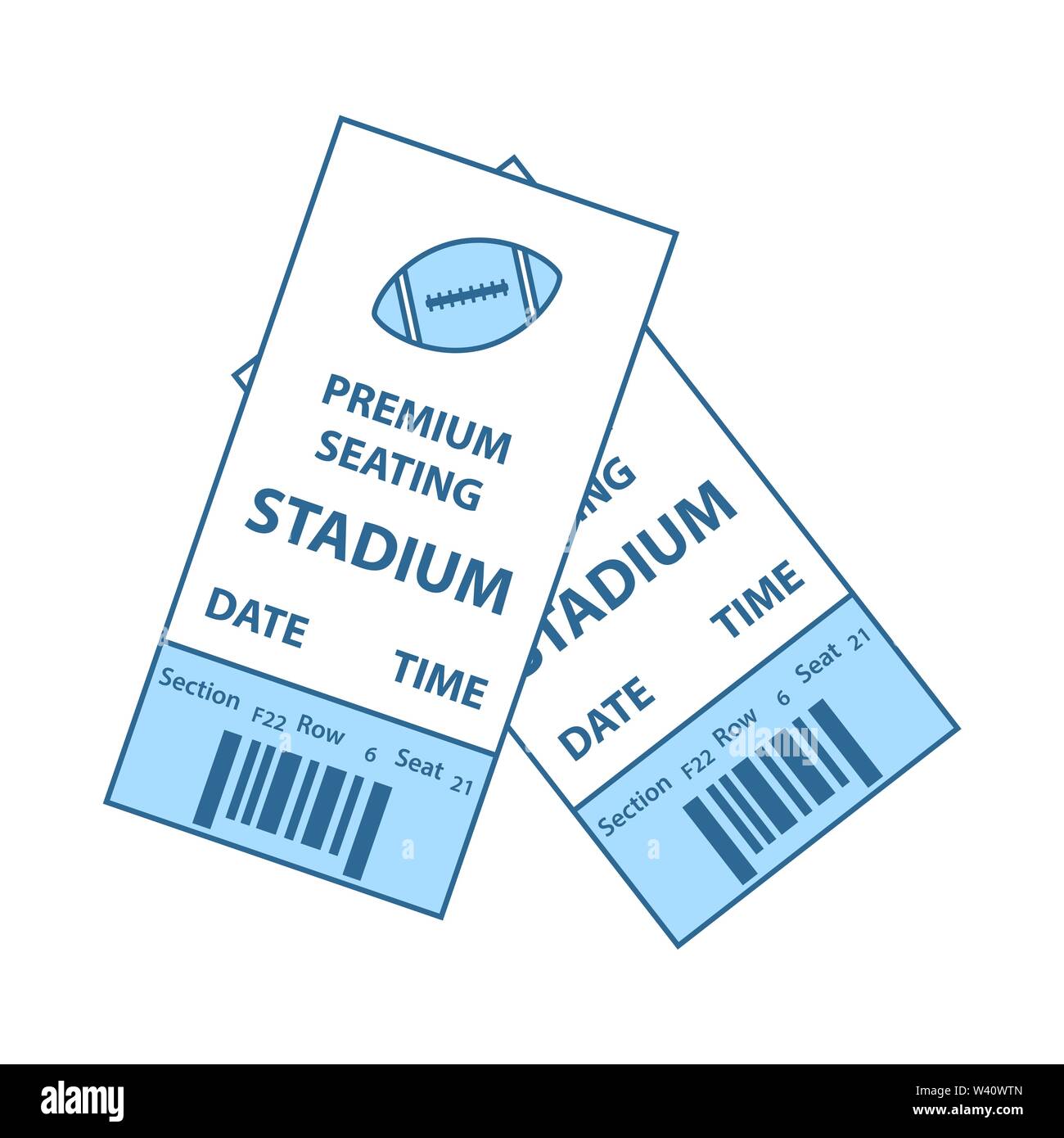 American Football Tickets Icon. Thin Line With Blue Fill Design. Vector ...