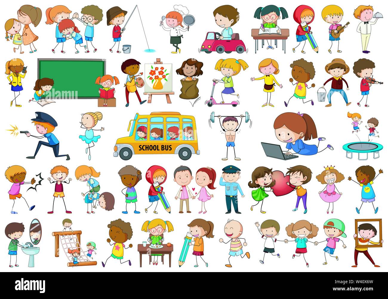 collection of simple kids illustration Stock Vector Image & Art - Alamy