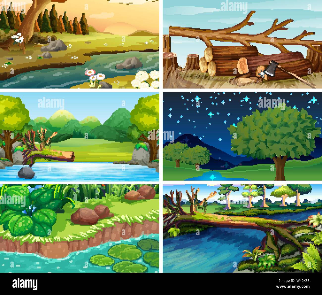 Empty, blank landscape nature scenes illustration Stock Vector Image ...