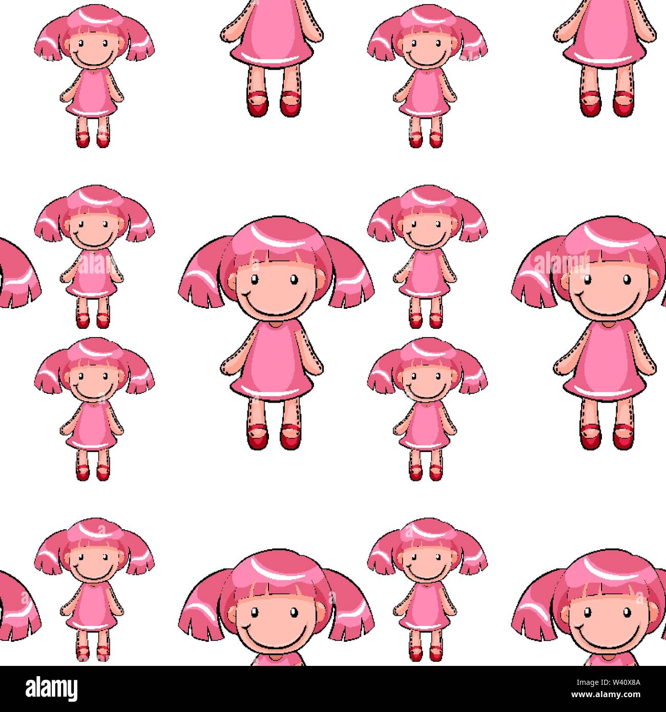 Seamless pattern tile cartoon with toy doll illustration Stock Vector ...