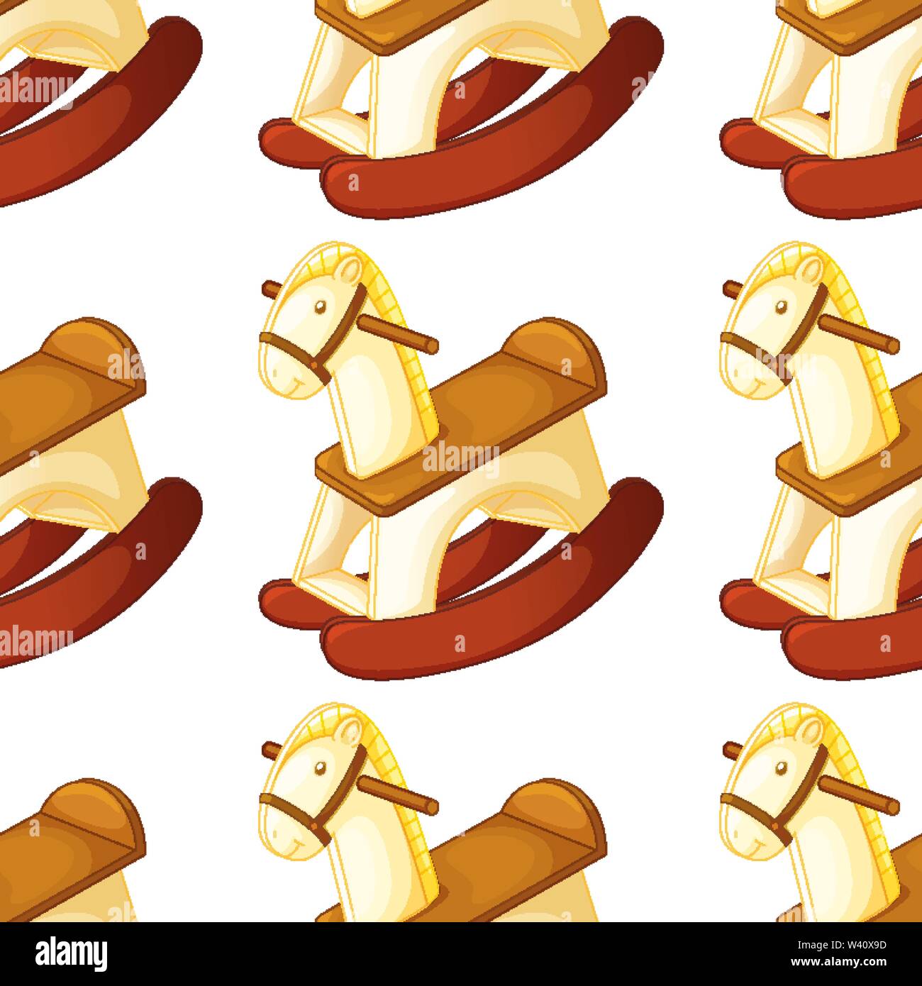 Seamless pattern tile cartoon with rocking horse illustration Stock ...