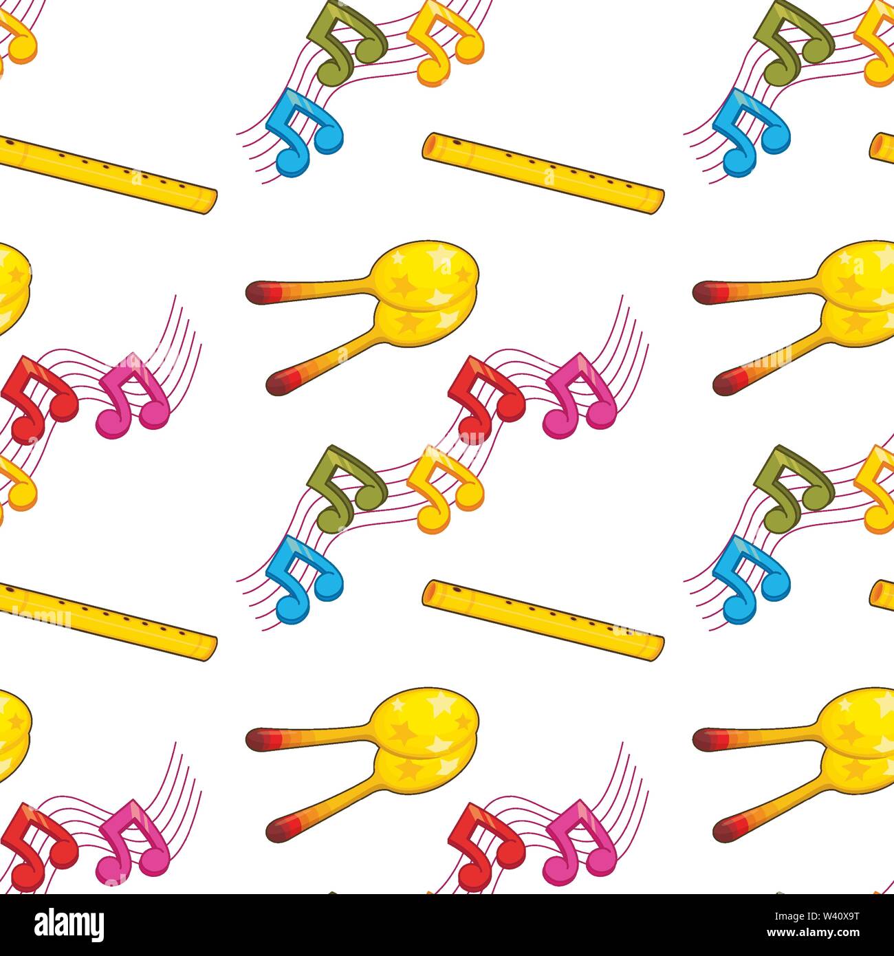Seamless pattern tile cartoon with music theme illustration Stock ...