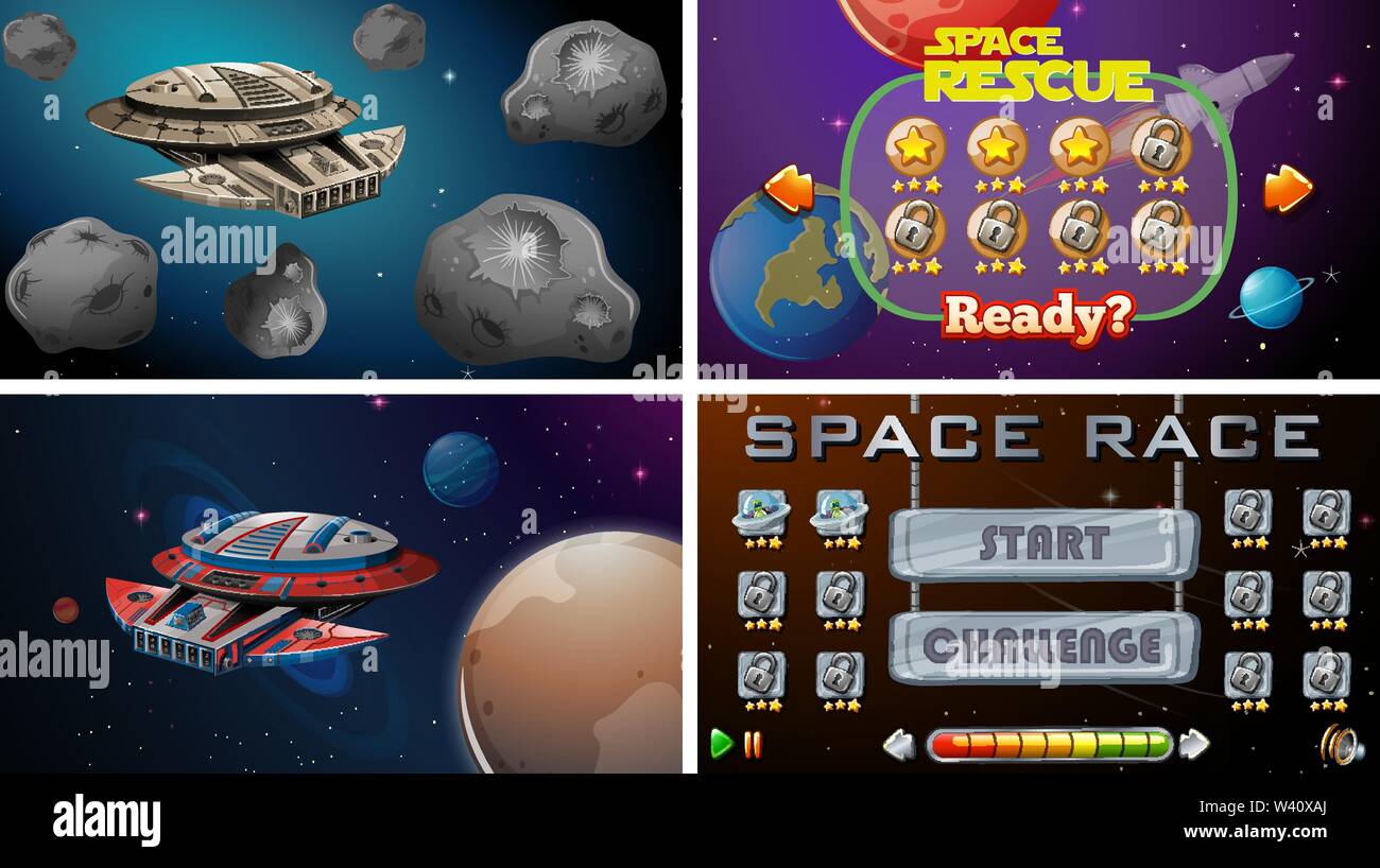 Set of space games illustration Stock Vector Image & Art - Alamy