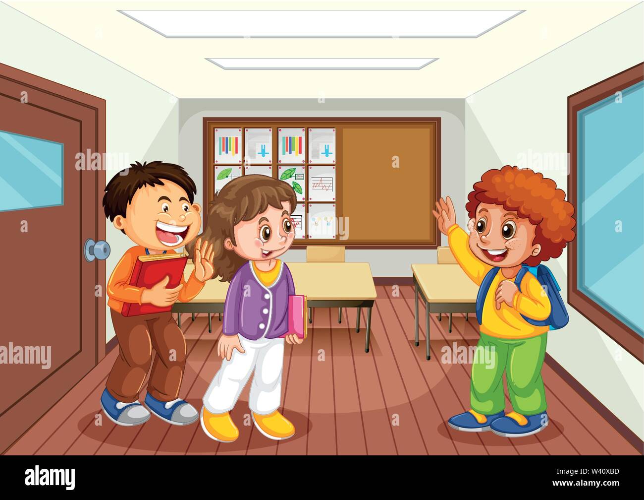 Children in classroom scene illustration Stock Vector Image & Art - Alamy