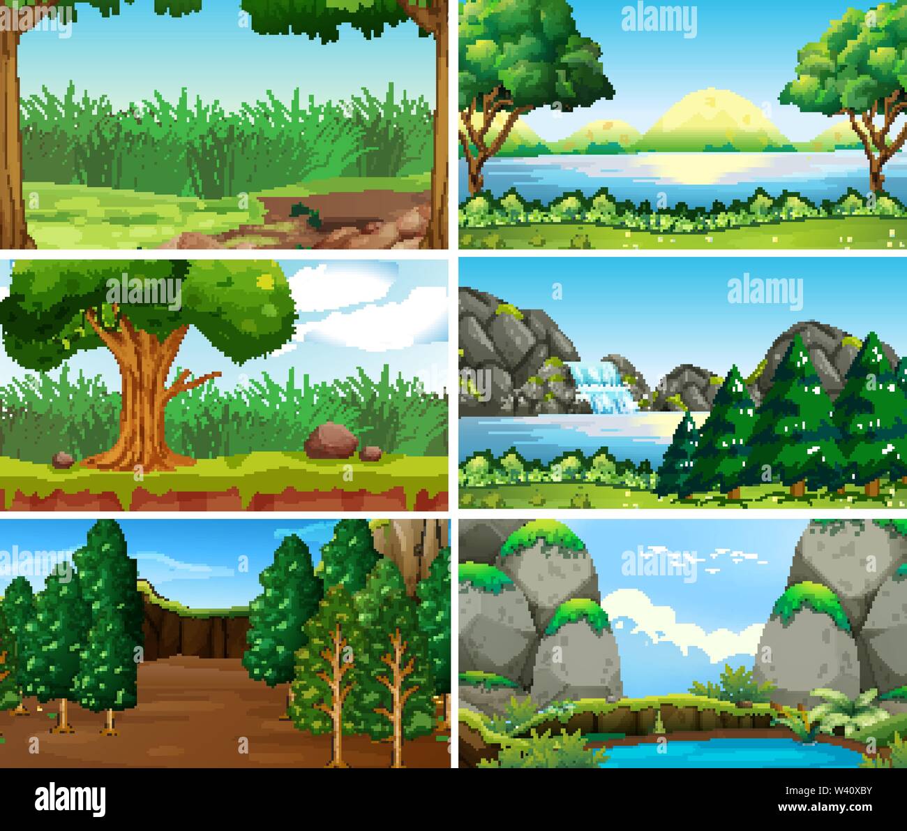 Empty, blank landscape nature scenes illustration Stock Vector Image ...