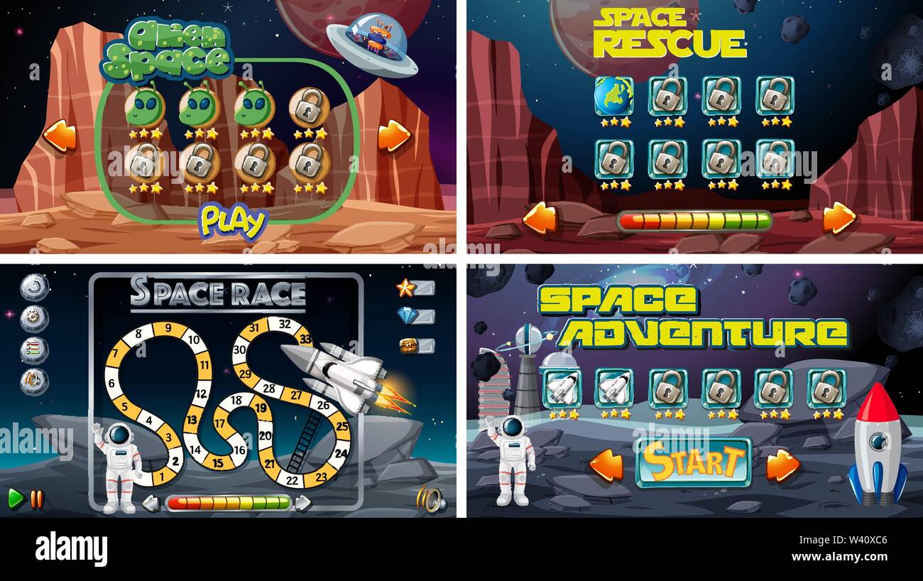 Set of space games illustration Stock Vector Image & Art - Alamy