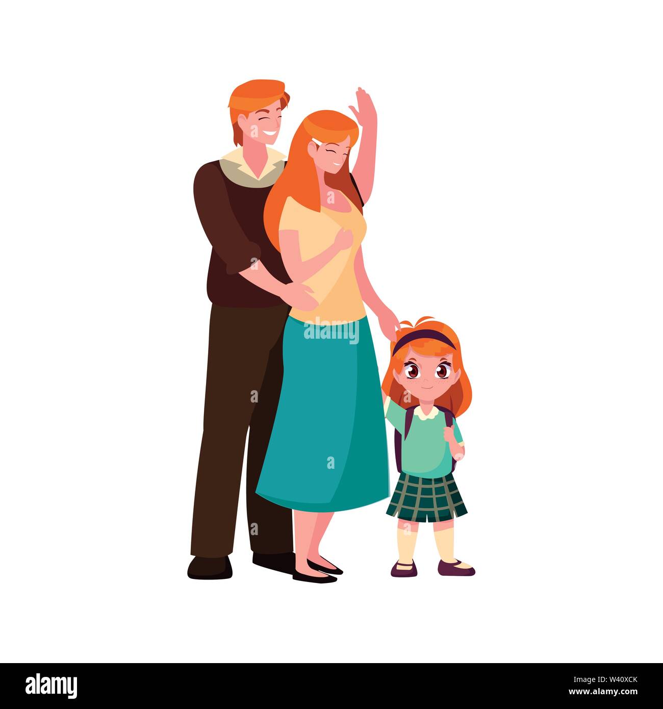 parents with school girl student vector illustration Stock Vector Image ...