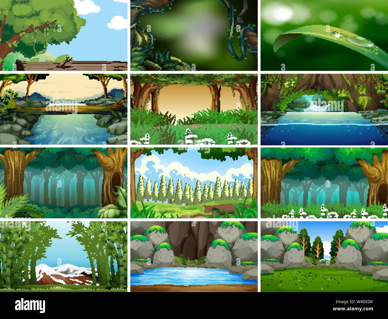 Empty, blank landscape nature scenes illustration Stock Vector Image ...