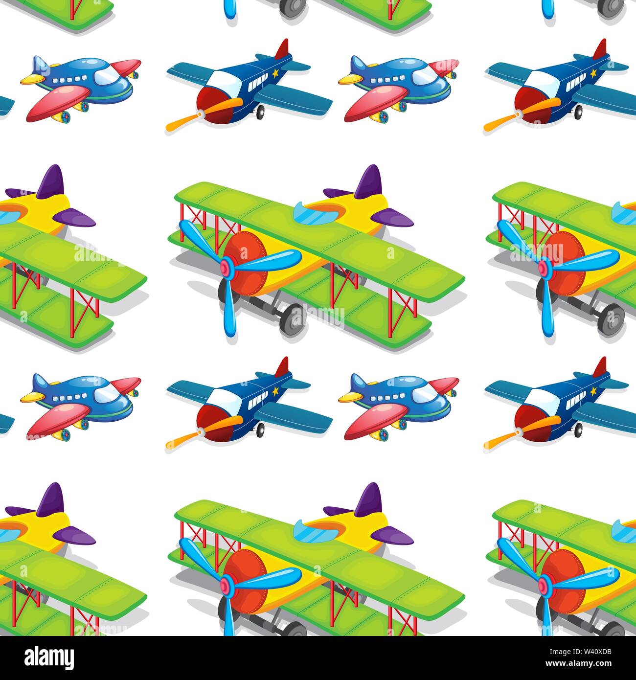 Seamless pattern tile cartoon with toy planes illustration Stock Vector ...