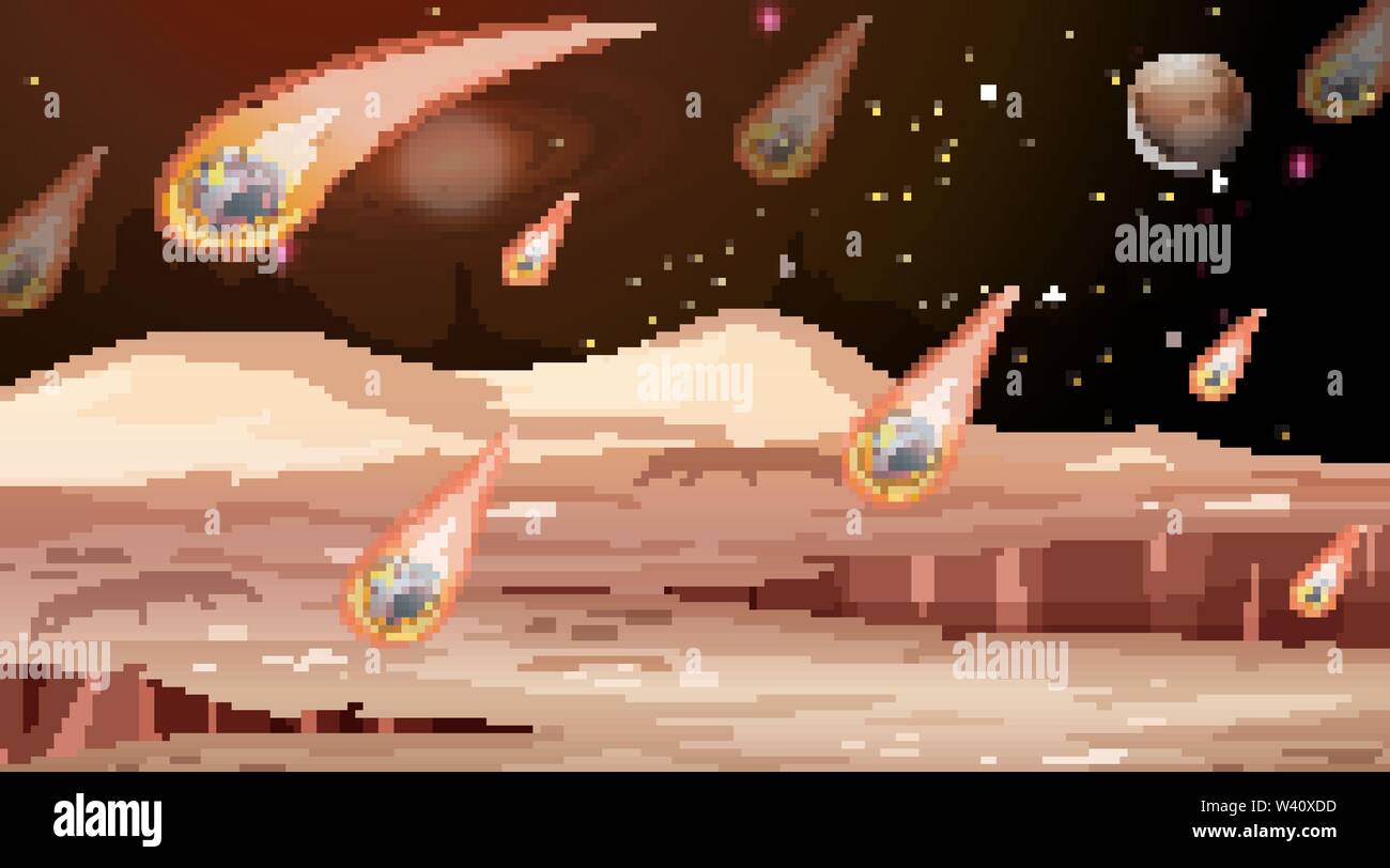 Mars and asteroid scene illustration Stock Vector Image & Art - Alamy