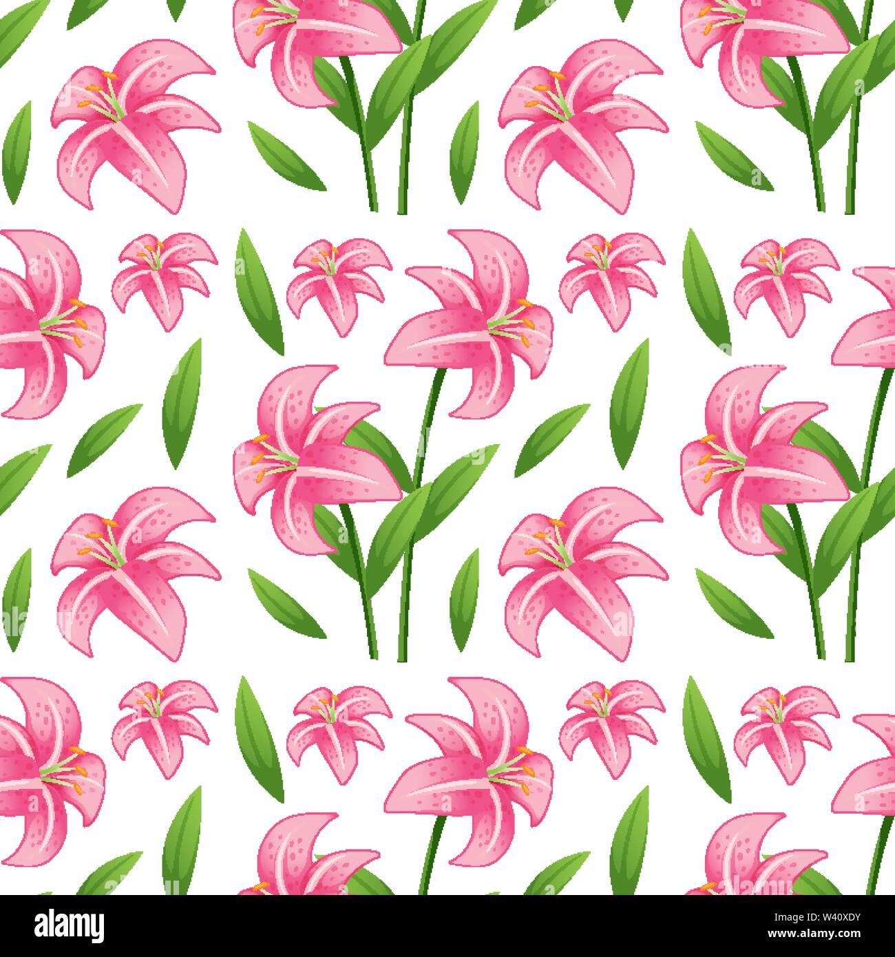Seamless pattern tile cartoon with lilly flower illustration Stock ...