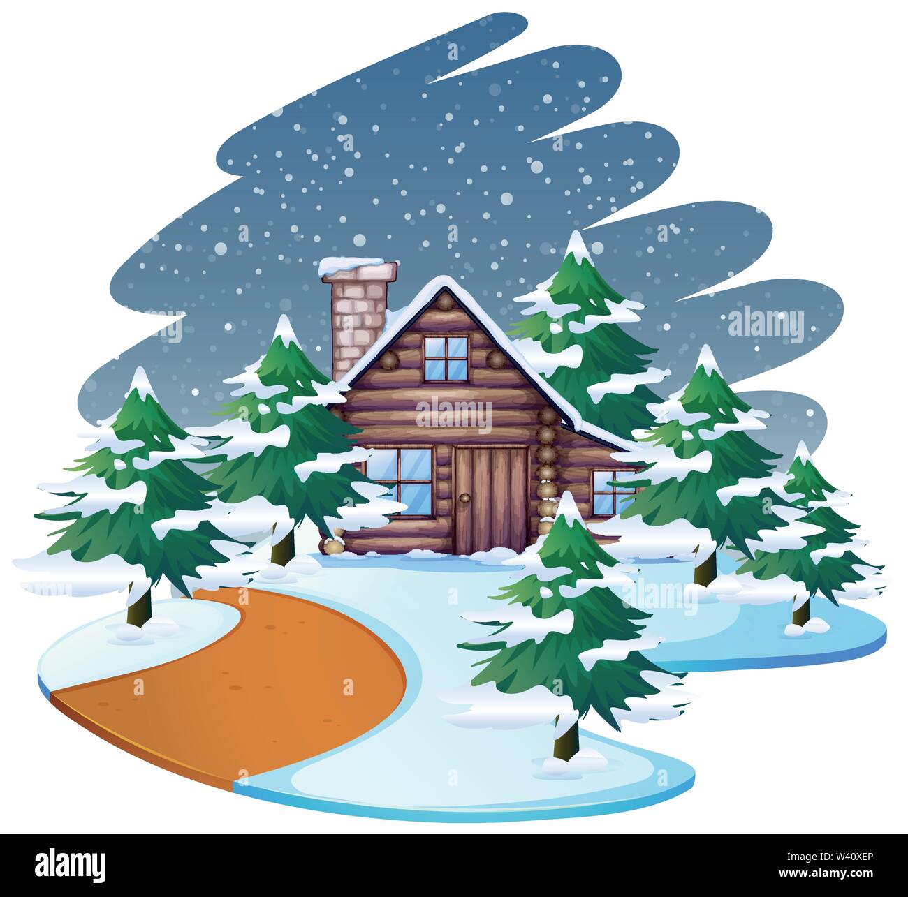 House in snow scene illustration Stock Vector Image & Art - Alamy