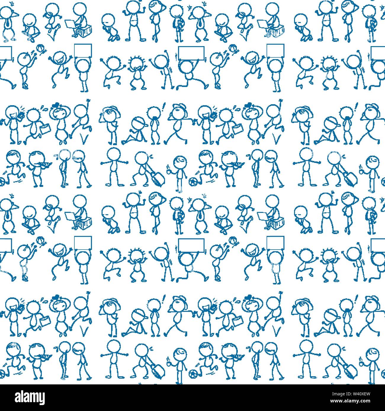Seamless pattern tile cartoon with people doodles illustration Stock ...
