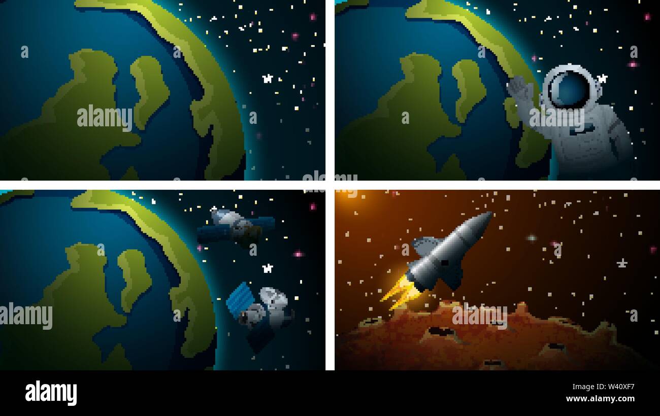 Set of different space scenes illustration Stock Vector Image & Art - Alamy