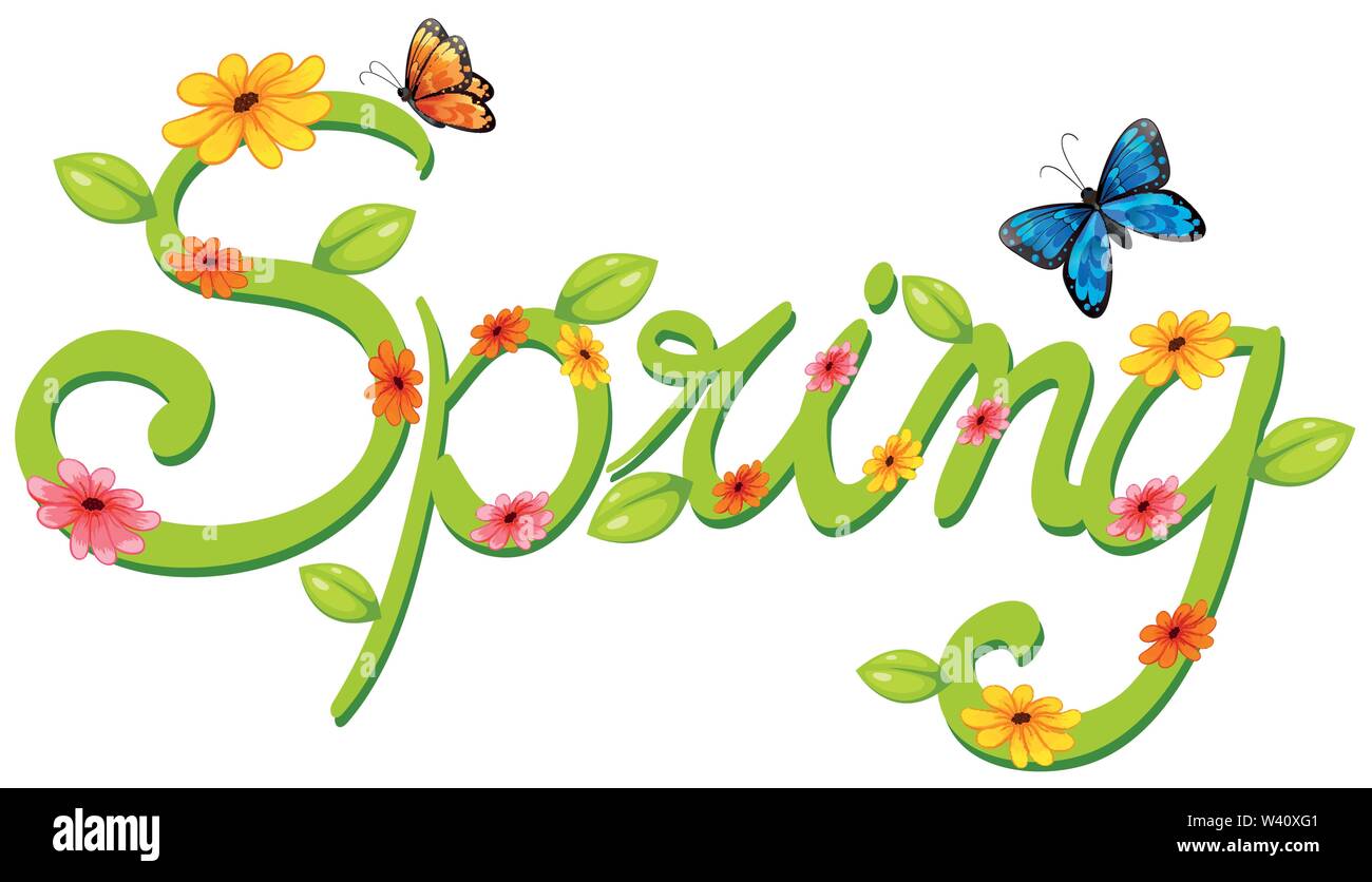 Spring nature flower text illustration Stock Vector Image & Art - Alamy