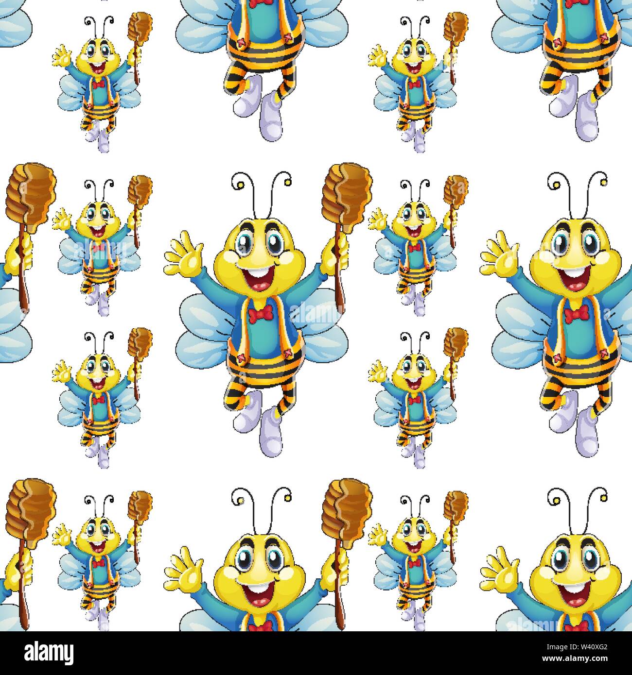 Seamless pattern tile cartoon with bee illustration Stock Vector Image ...