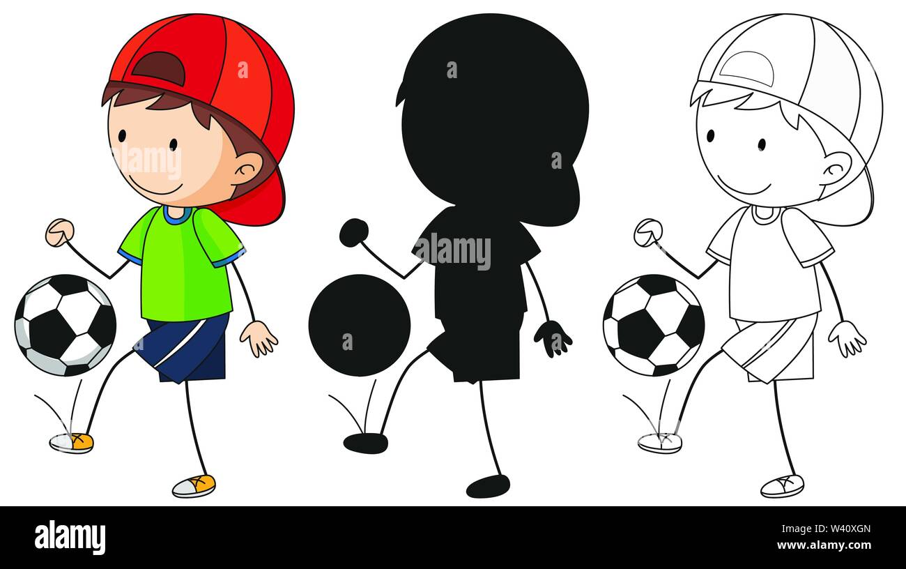 A set of characters in color, silhouette and outline illustration Stock ...