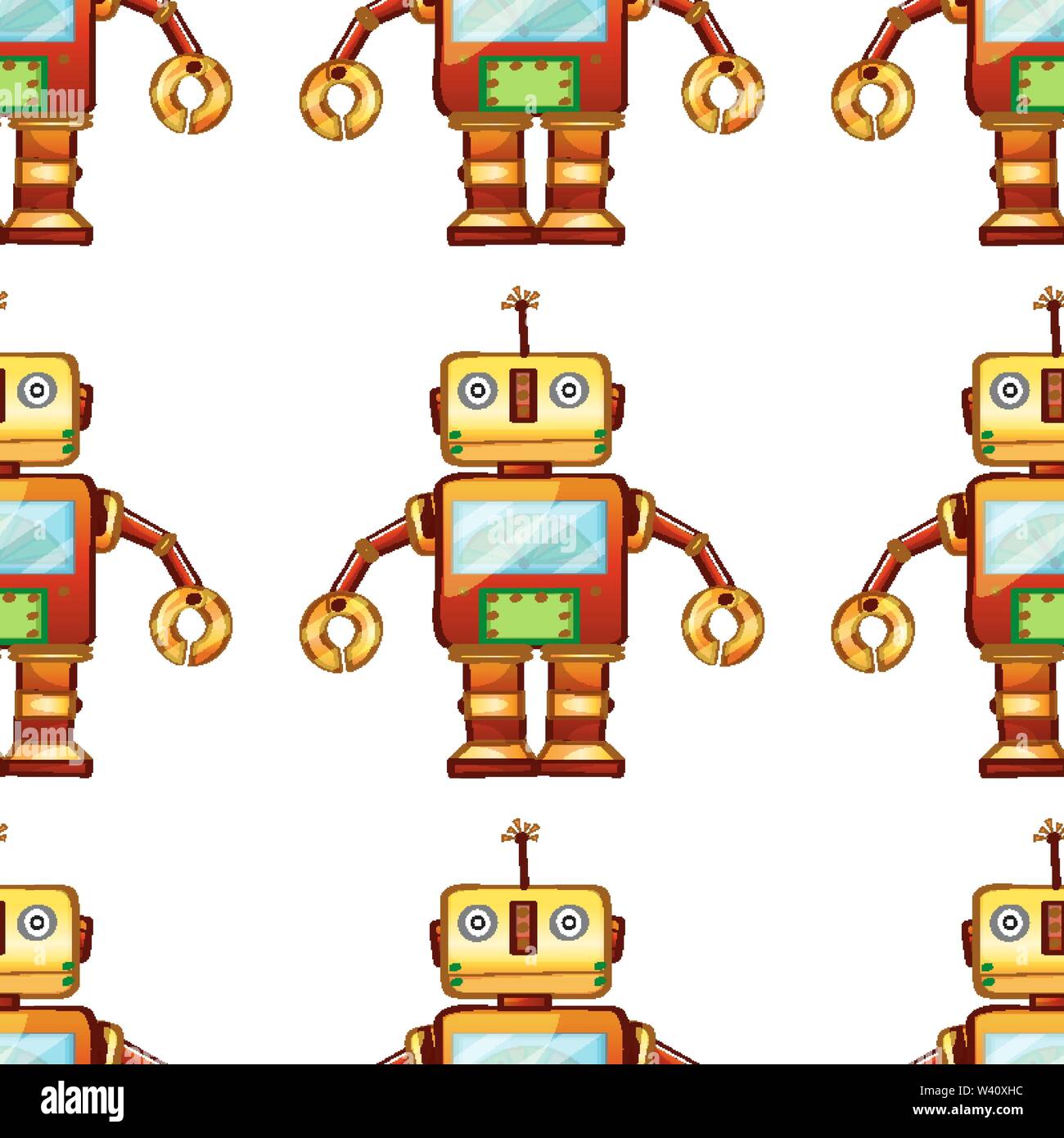 Seamless pattern tile cartoon with toy robot illustration Stock Vector ...