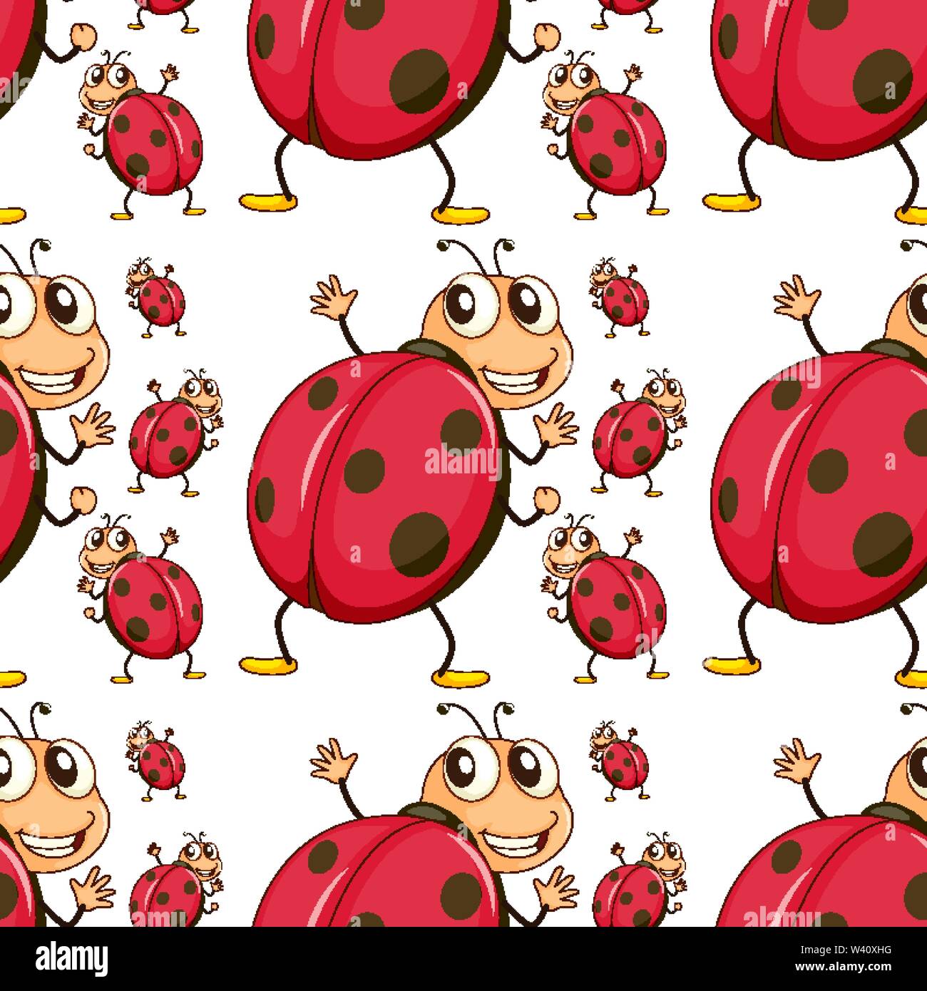 Seamless pattern tile cartoon with ladybug illustration Stock Vector ...