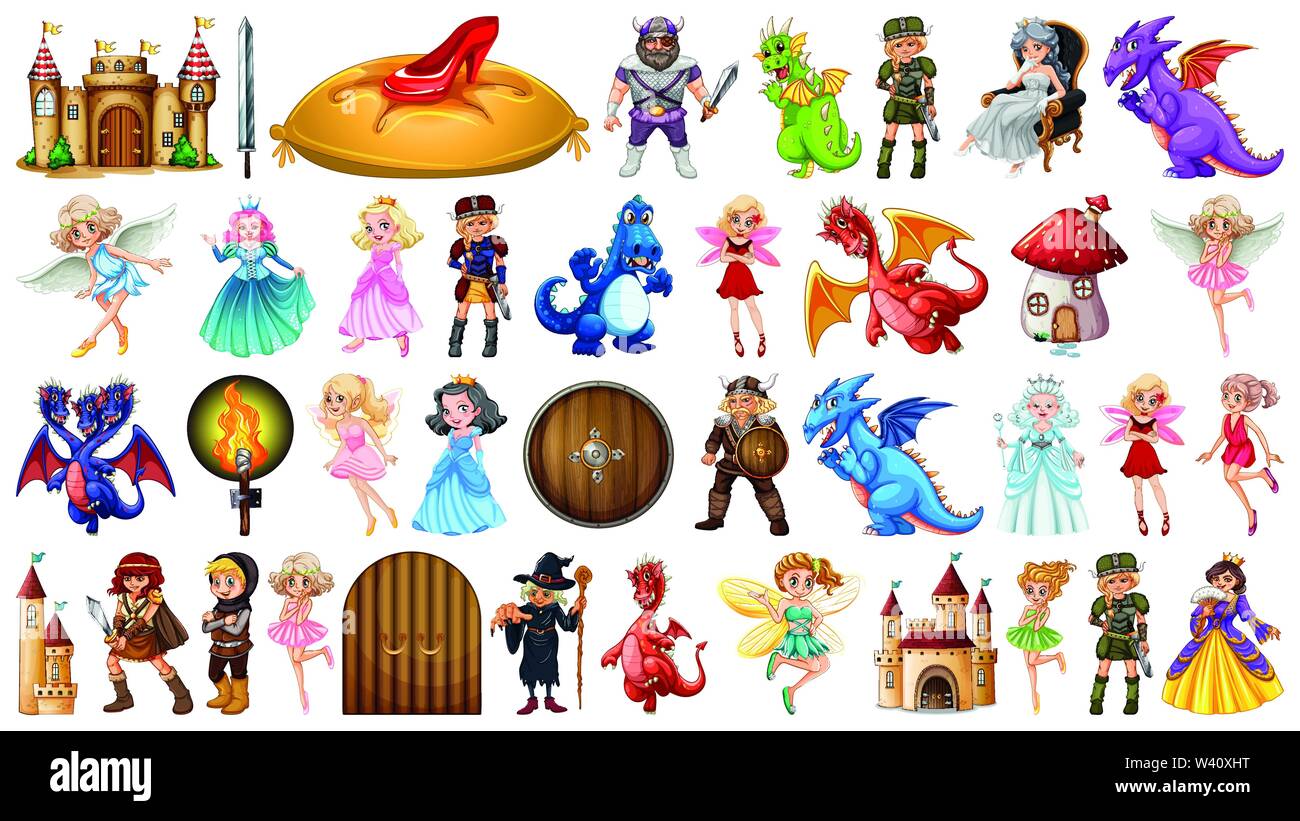Set of fantasy peopl and objects illustration Stock Vector Image & Art ...