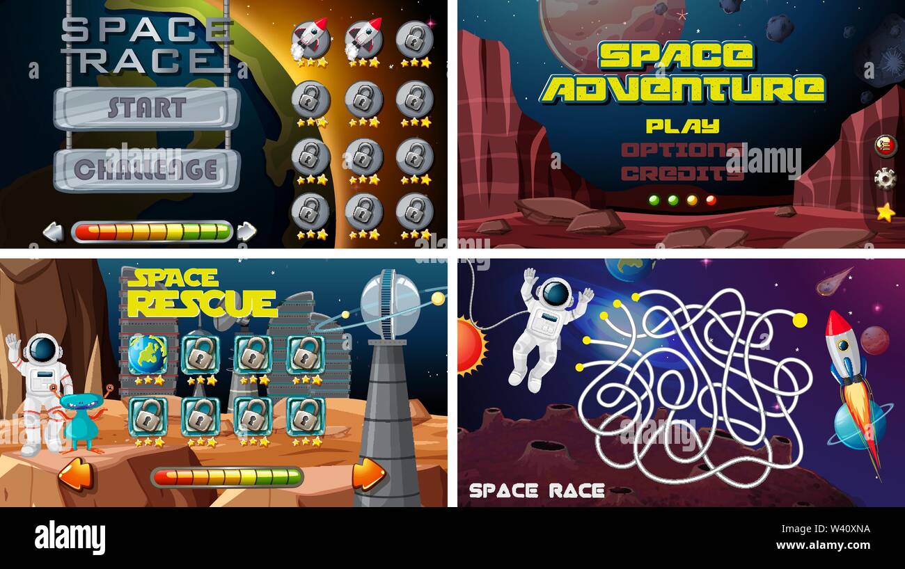 Set of space games illustration Stock Vector Image & Art - Alamy