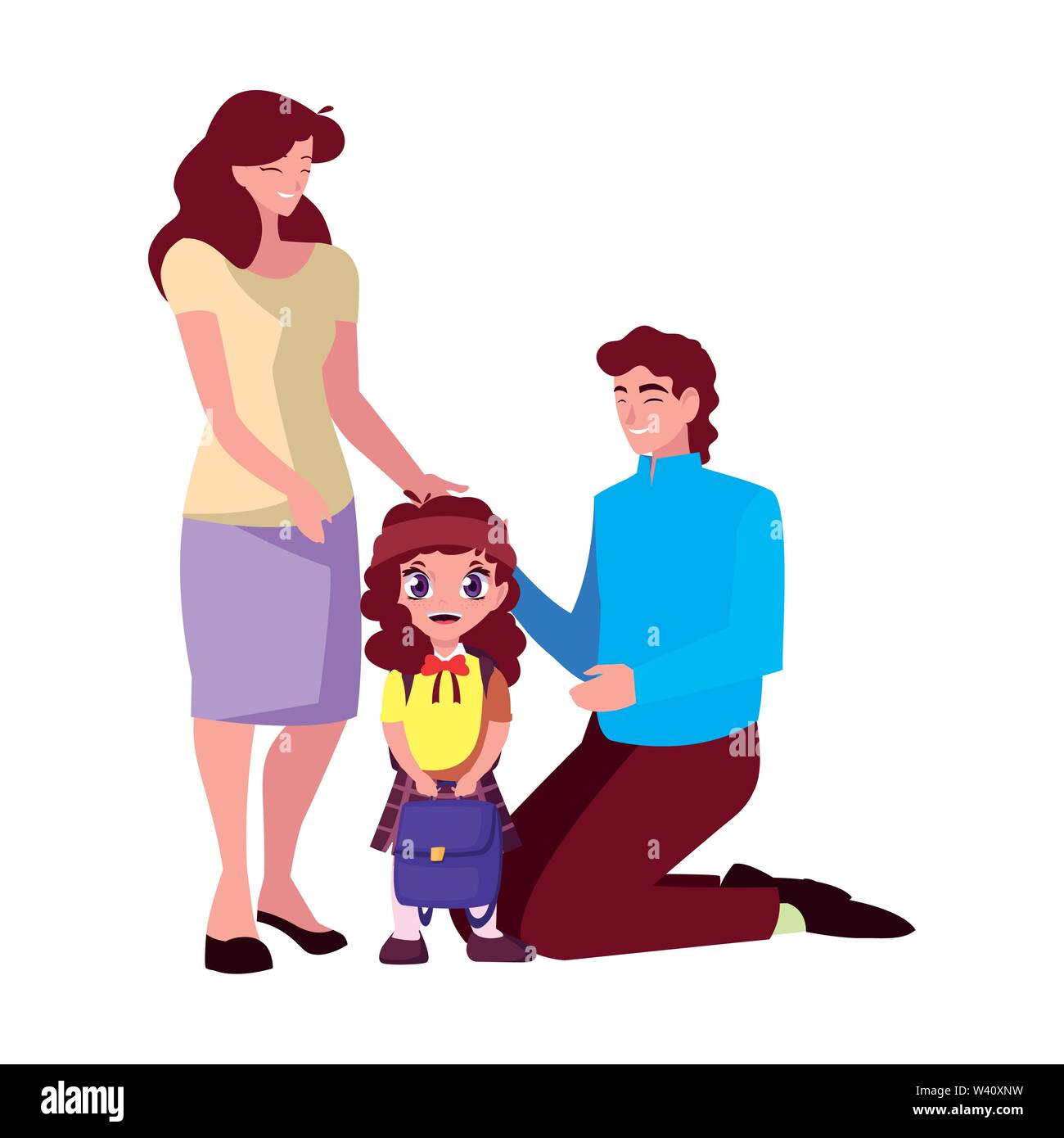 parents with school girl student vector illustration Stock Vector Image ...