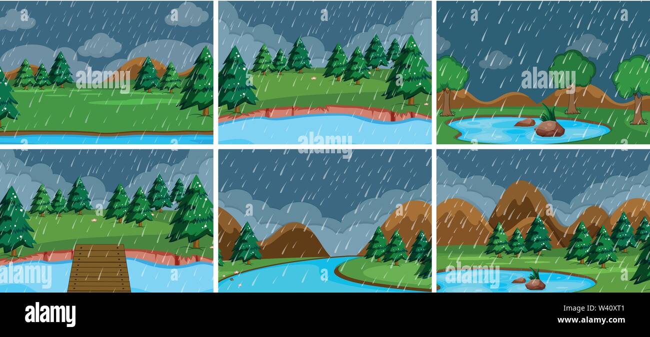 Set of storm outdoor scene illustration Stock Vector Image & Art - Alamy