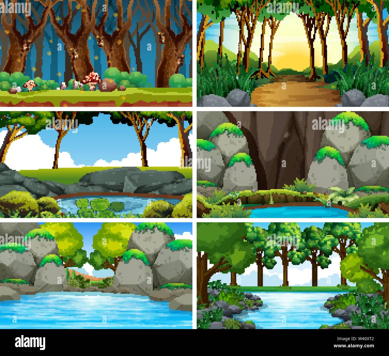 Empty, blank landscape nature scenes illustration Stock Vector Image ...