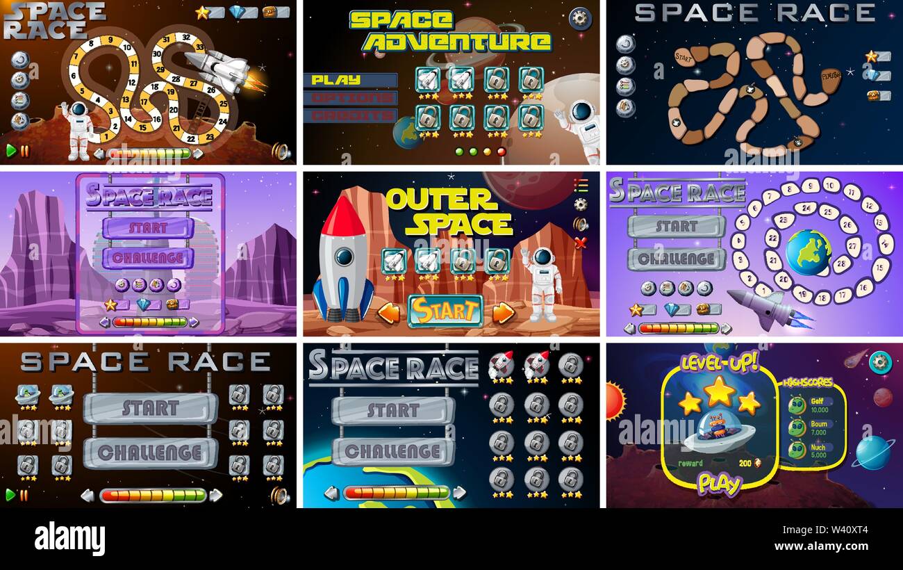 Set of space games illustration Stock Vector Image & Art - Alamy