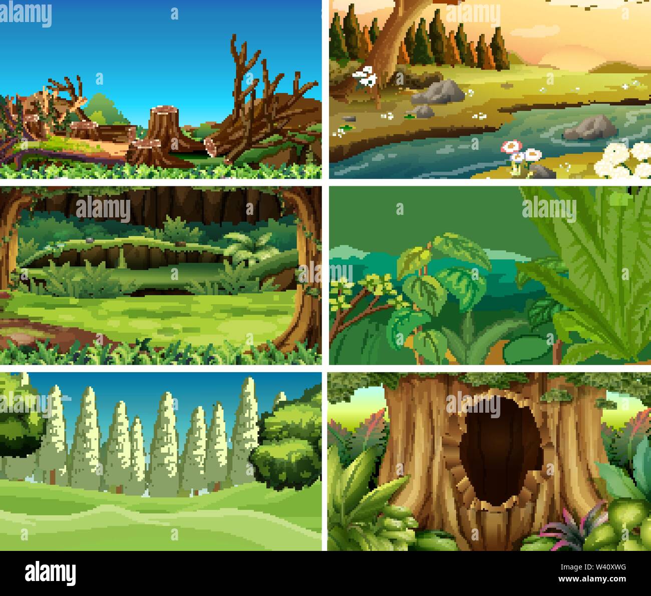 Empty, blank landscape nature scenes illustration Stock Vector Image ...