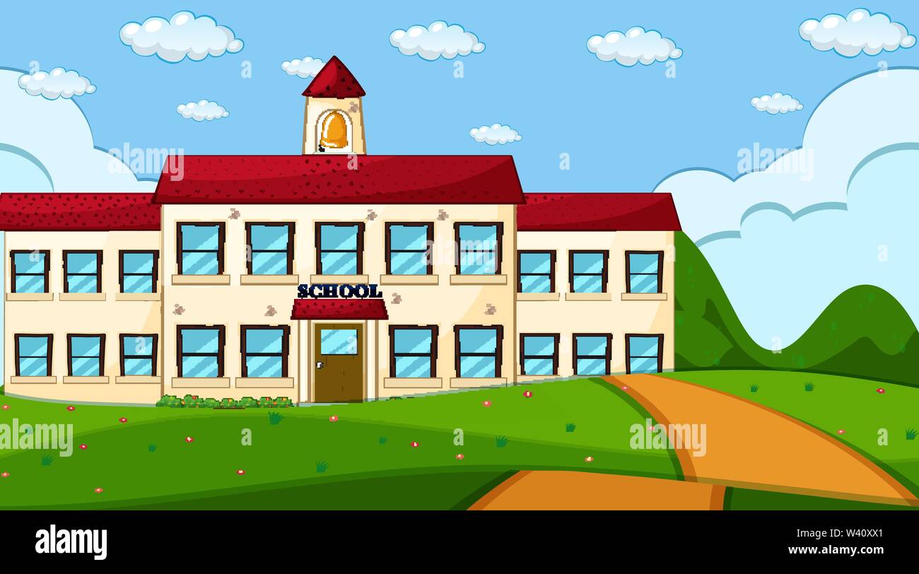 School building outdoor scene illustration Stock Vector Image & Art - Alamy