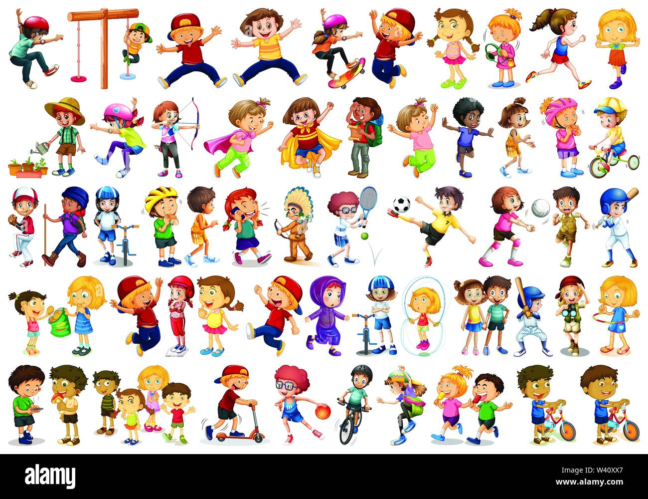 Large set of different kids illustration Stock Vector Image & Art - Alamy
