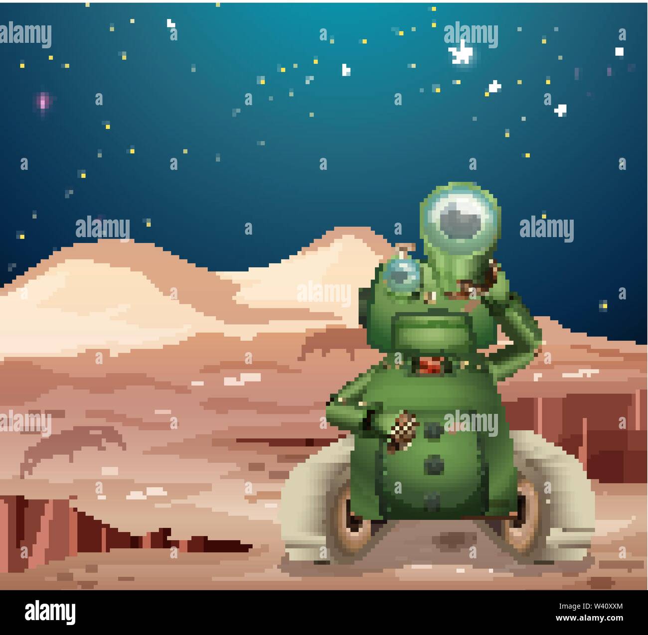 Alien robot on mars scene illustration Stock Vector Image & Art - Alamy