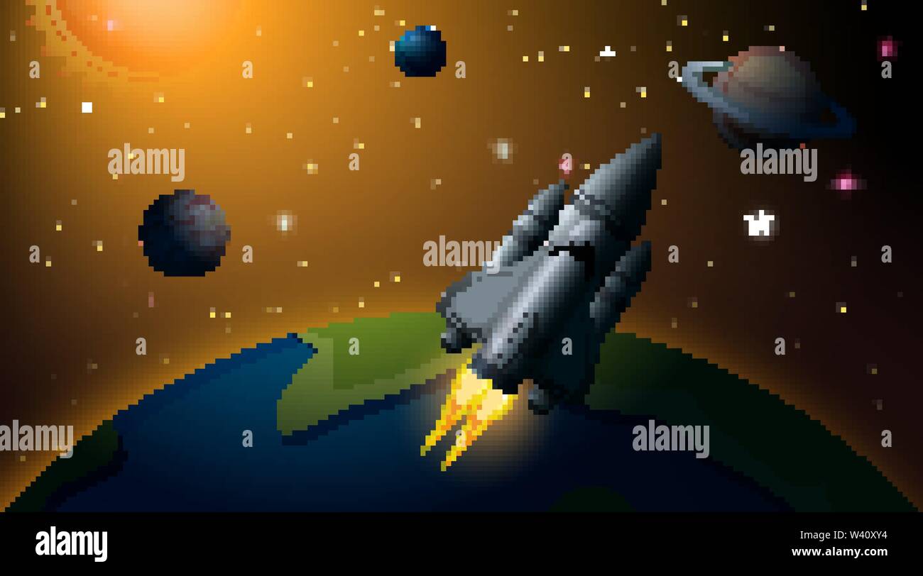 Rocket in space scene illustration Stock Vector Image & Art - Alamy