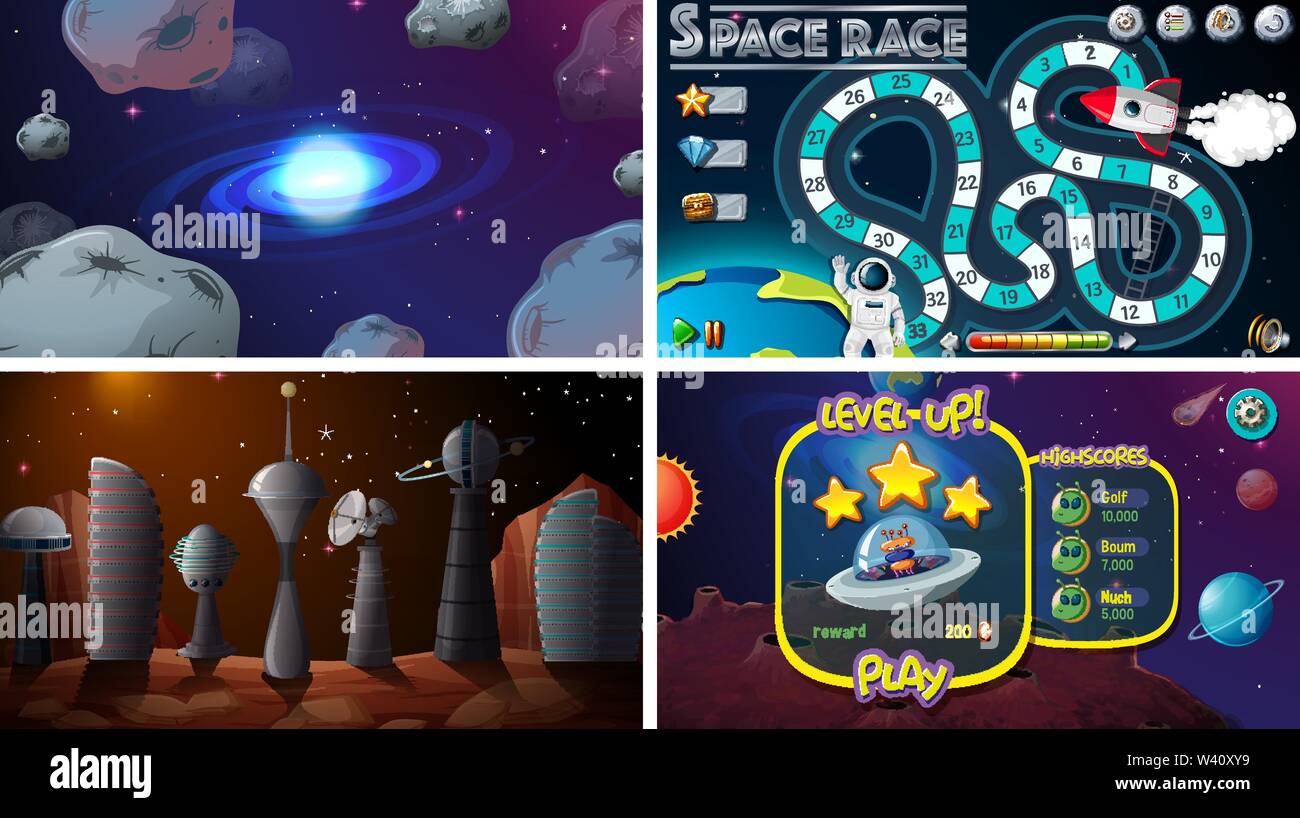 Set of space games illustration Stock Vector Image & Art - Alamy