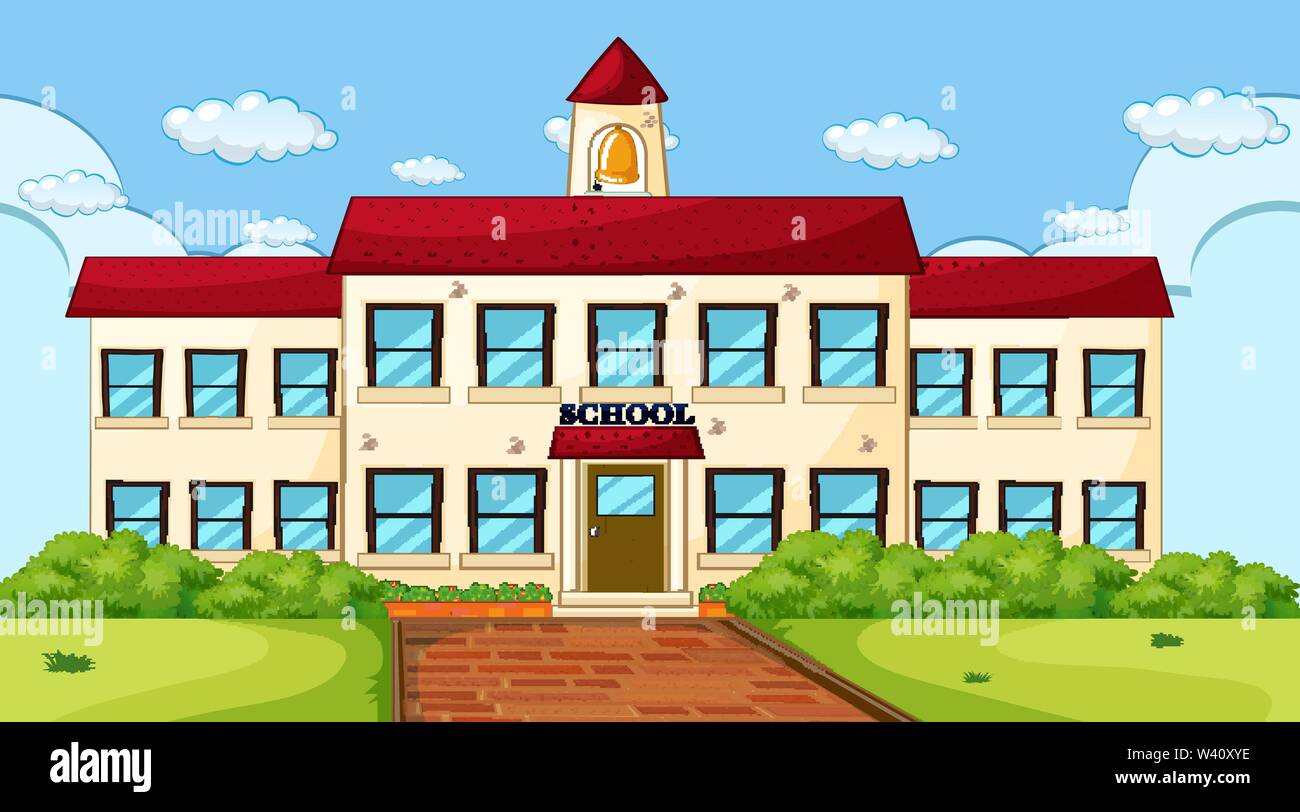 large school building scene illustration Stock Vector Image & Art - Alamy