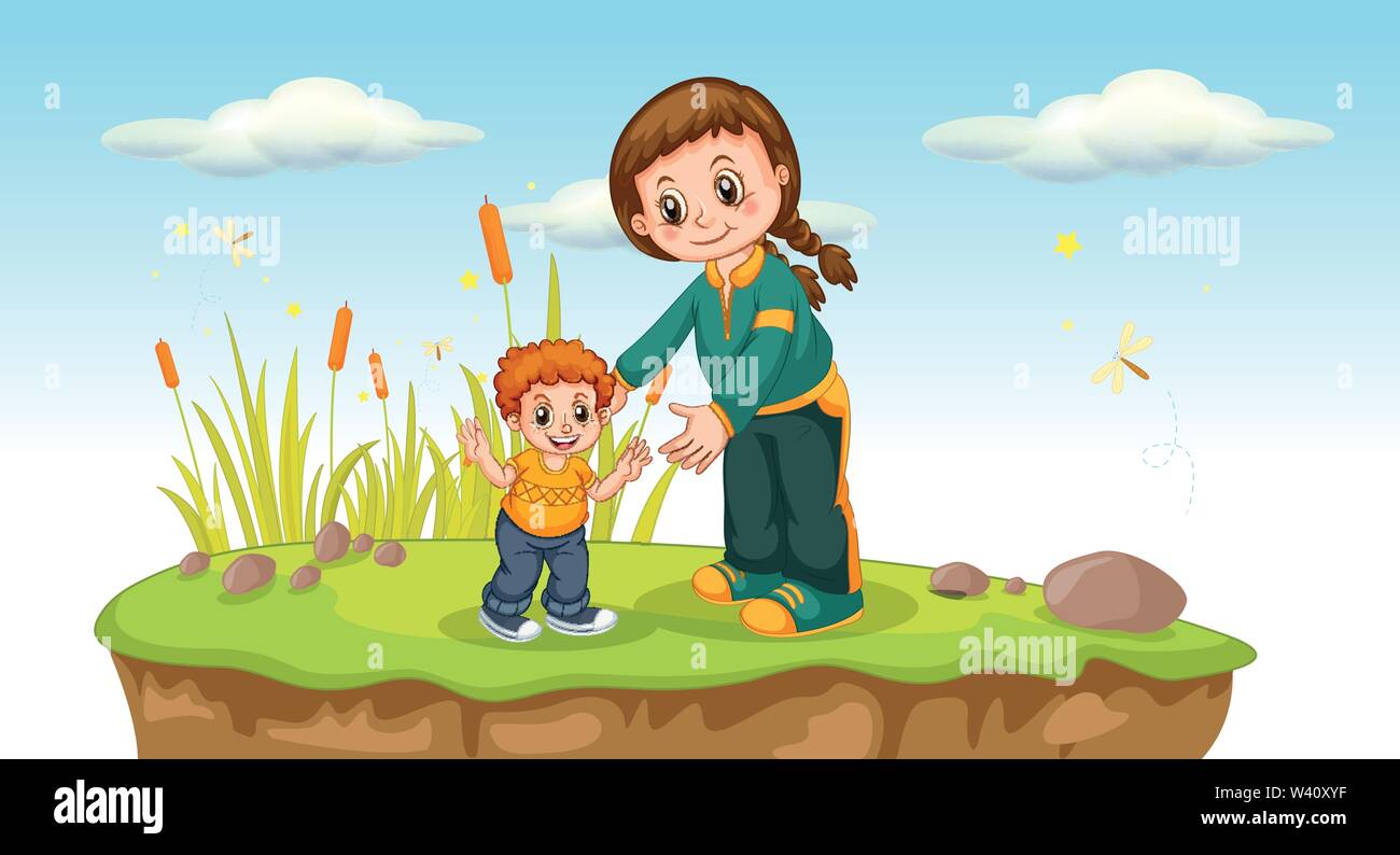 Mother son scene Stock Vector Images - Alamy