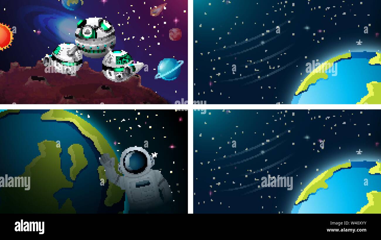 Set of space scenes illustration Stock Vector Image & Art - Alamy