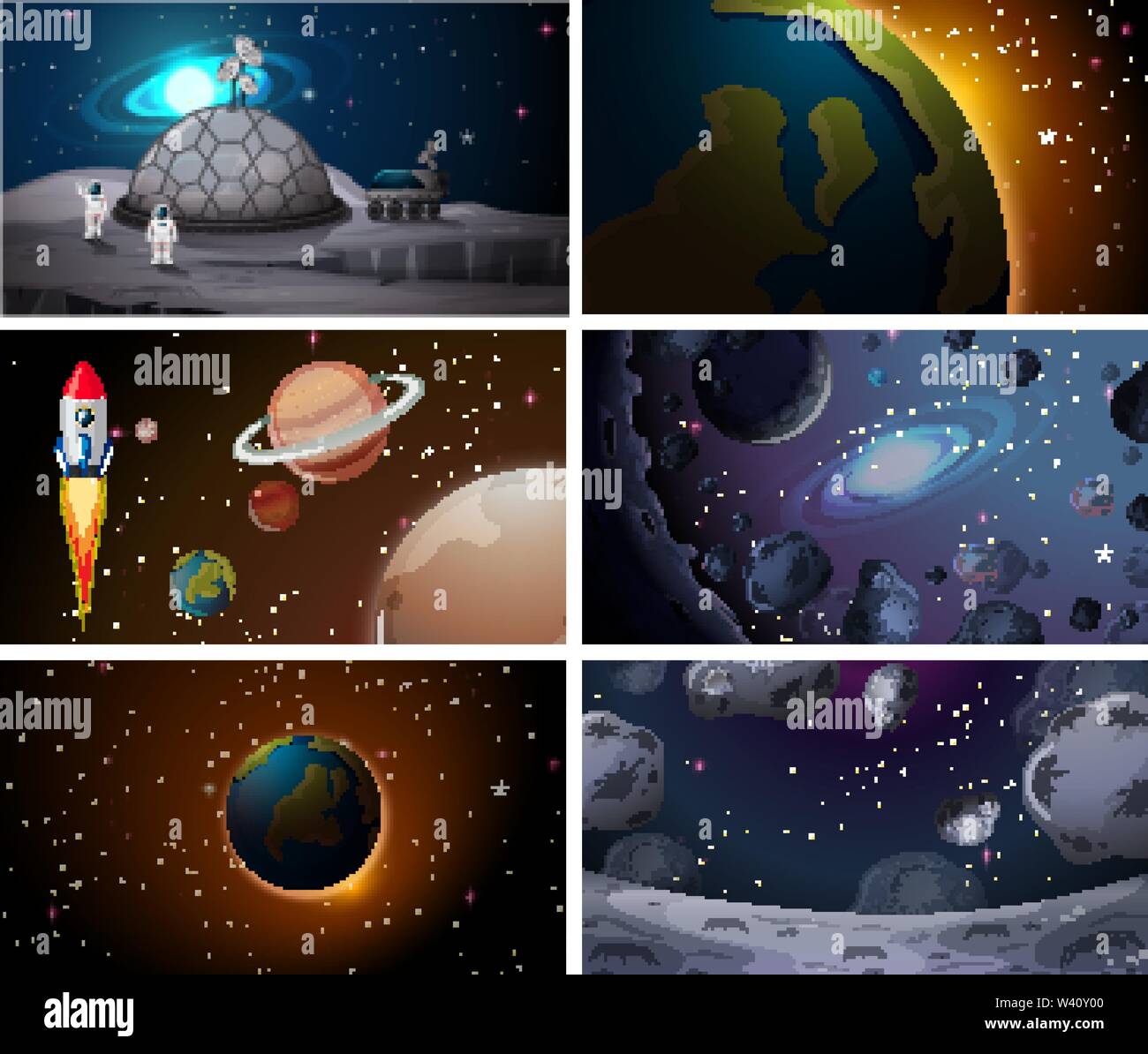 Big space scene set illustration Stock Vector Image & Art - Alamy