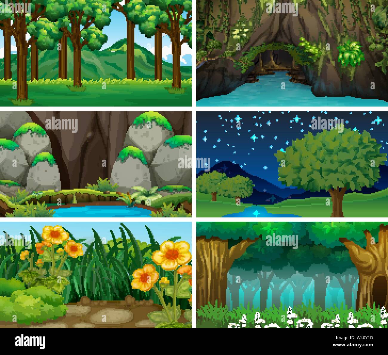 Empty, blank landscape nature scenes illustration Stock Vector Image ...